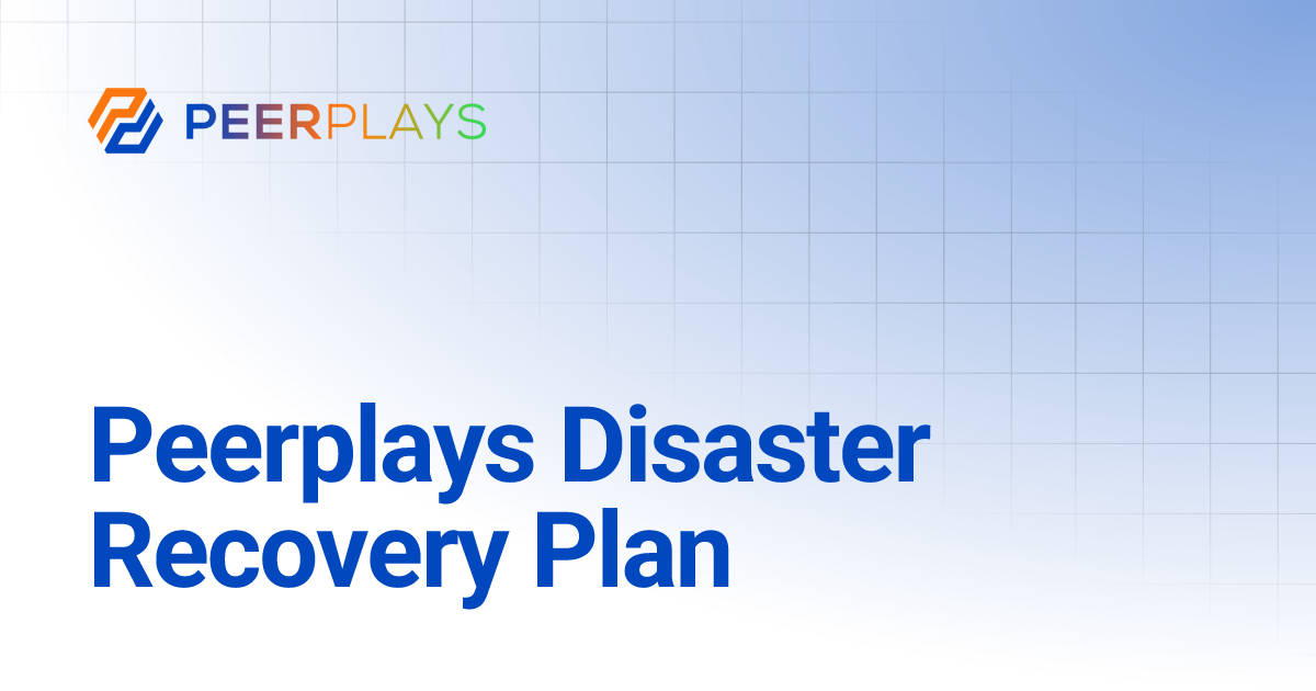 Peerplays Disaster Recovery Plan | Peerplays Community Docs